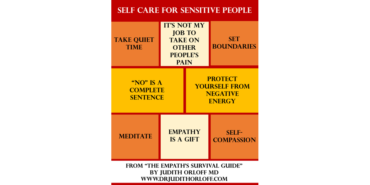 Self Care for Sensitive People Empowerment Chart - Judith Orloff MD