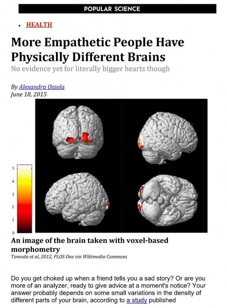 Popular Science: Studying the Brains of Empathic People
