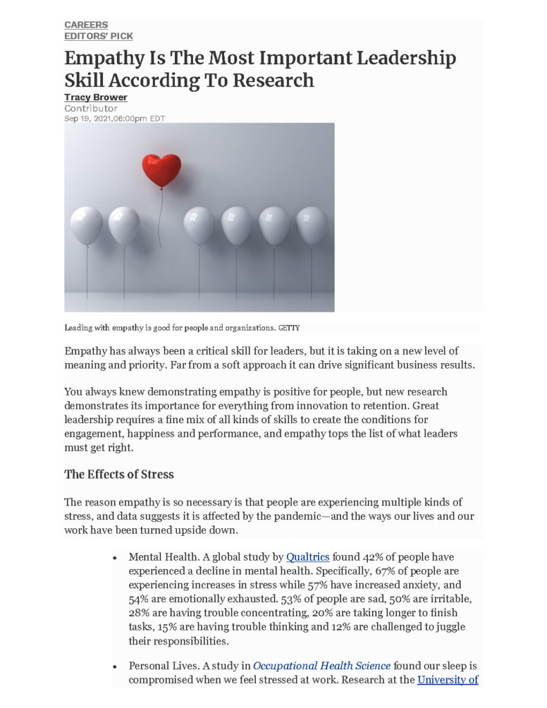 Forbes: Empathy is the Most Important Leadership Skill